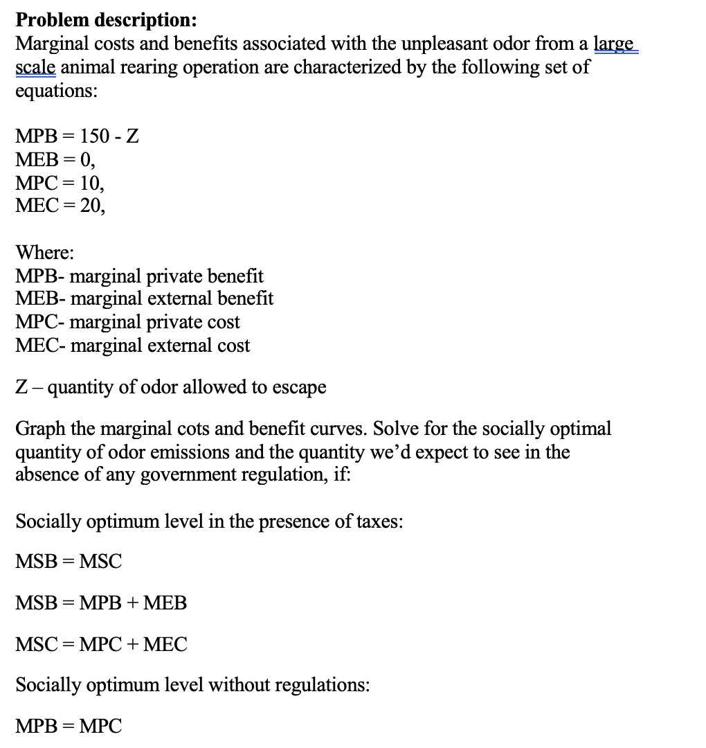 Solved Problem description: Marginal costs and benefits | Chegg.com