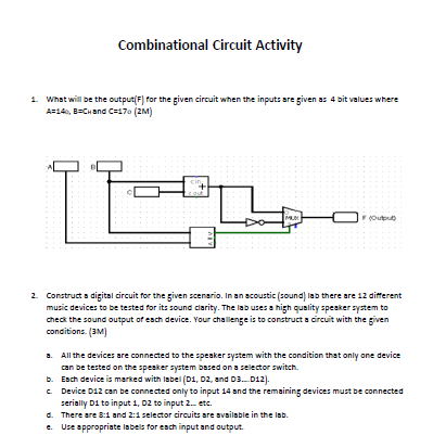 Solved Combinational Circuit Activity 1 What will be the | Chegg.com