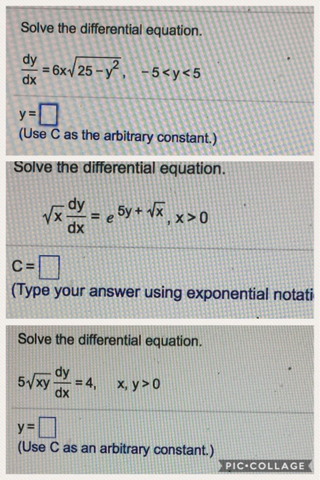 Solved Solve the differential equation. dy/dx= 6x | Chegg.com
