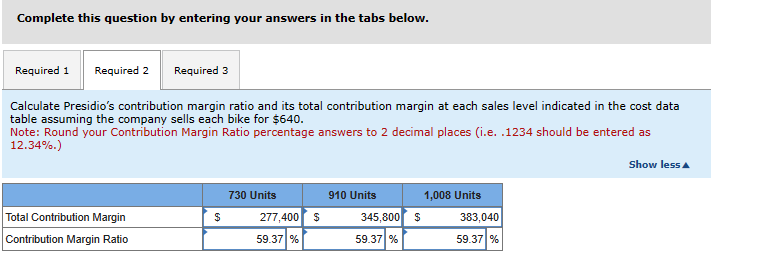 Solved Complete Presidio's cost data table. Note: Round your | Chegg.com