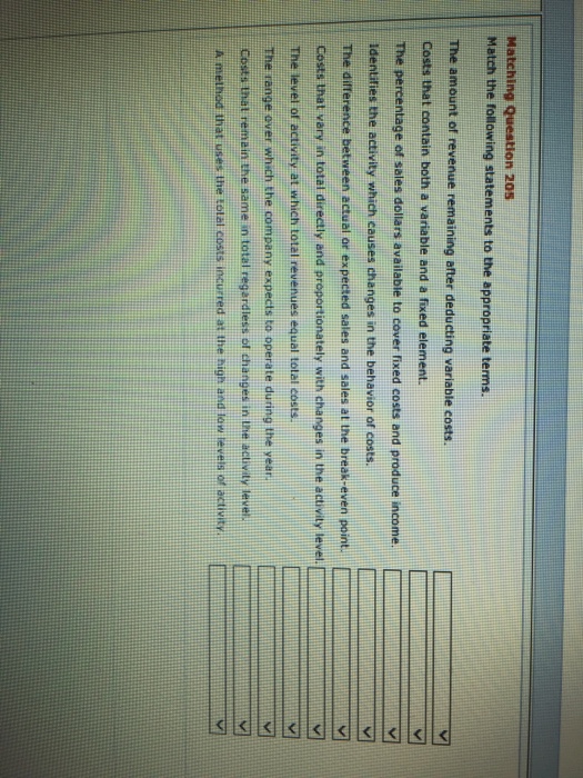 Solved Matching Question 205 Match the following statements | Chegg.com