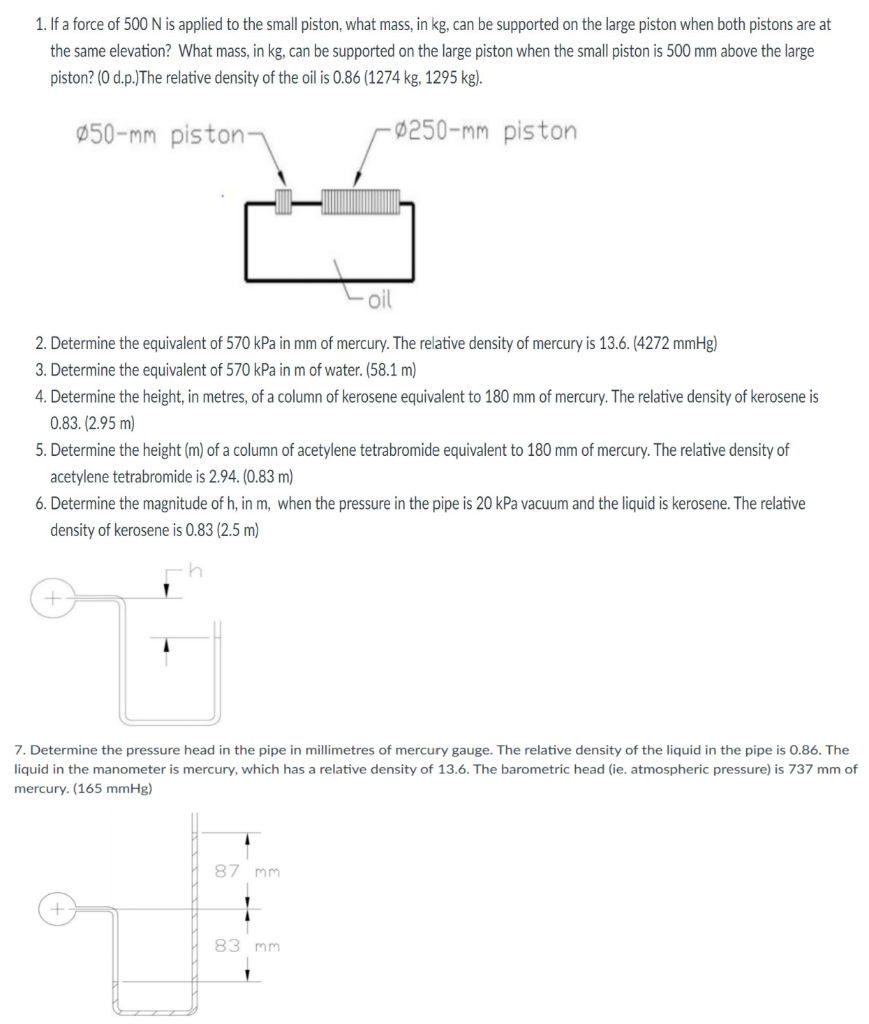 Solved 1. If a force of 500 N is applied to the small | Chegg.com