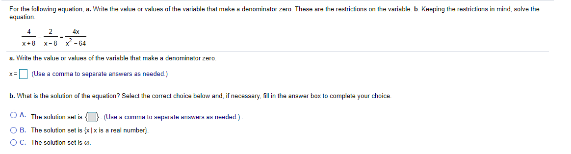 Solved For the following equation, a. Write the value or | Chegg.com