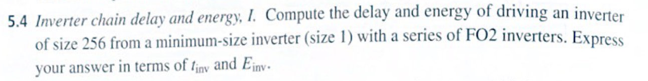 5.4 Inverter chain delay and energy, I. Compute the | Chegg.com