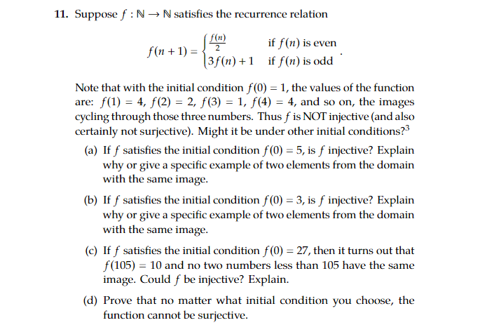 Solved Consider the function f:N→N given recursively by | Chegg.com