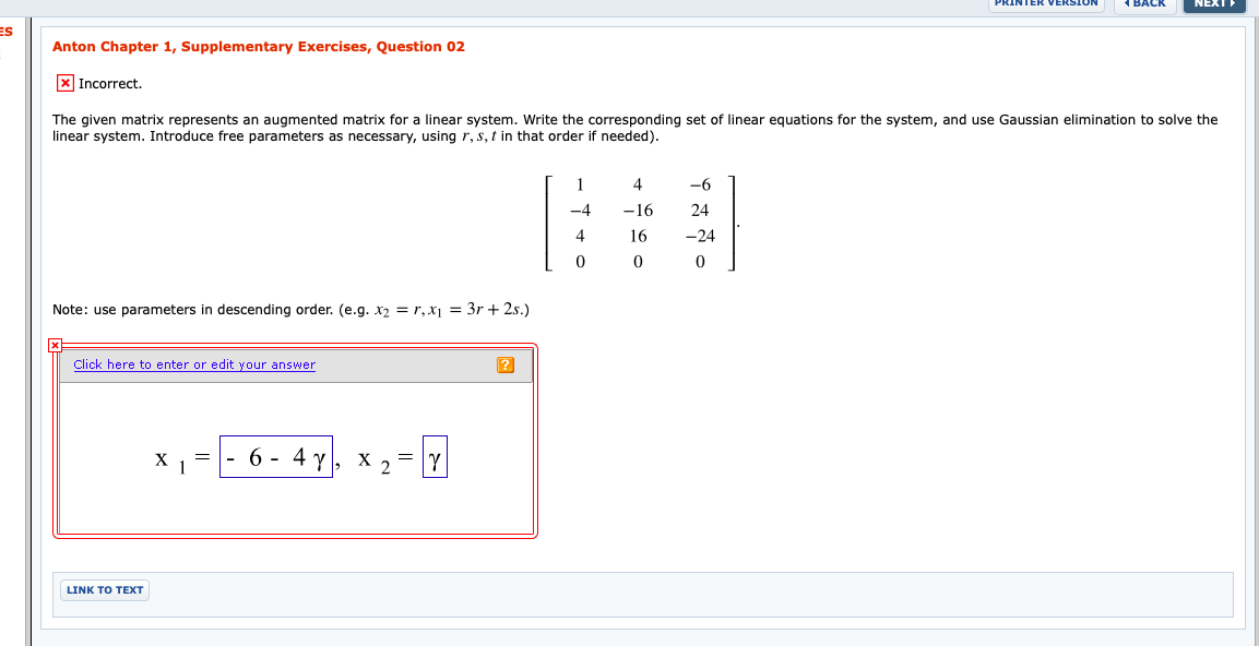 Solved PRINTER VERSIUN BACR NEXT Anton Chapter 1, | Chegg.com