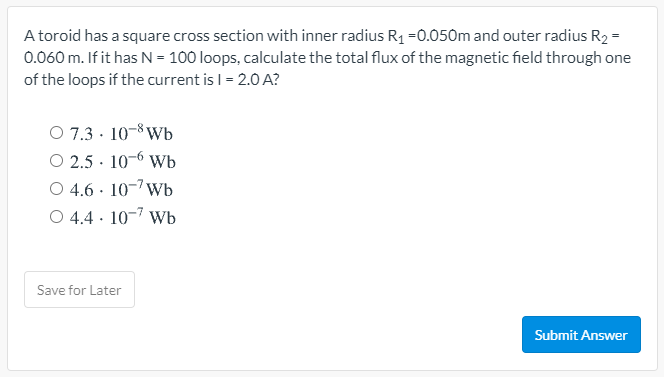 Solved A toroid has a square cross section with inner radius | Chegg.com
