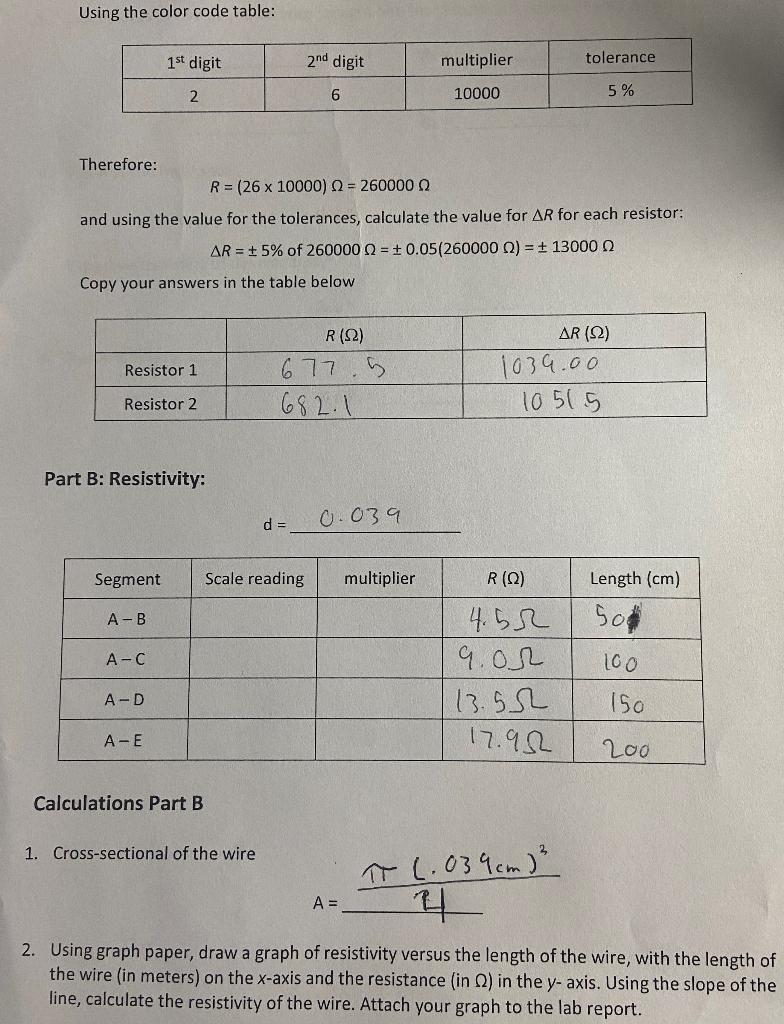 Solved Laboratory Report Lab 3 Resistance and Resistivity | Chegg.com