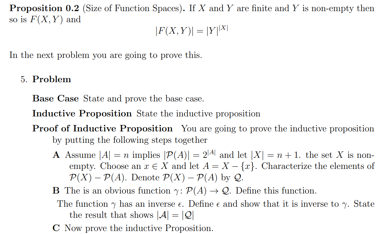 Solved Proposition 0.2 (Size of Function Spaces). If X and Y | Chegg.com