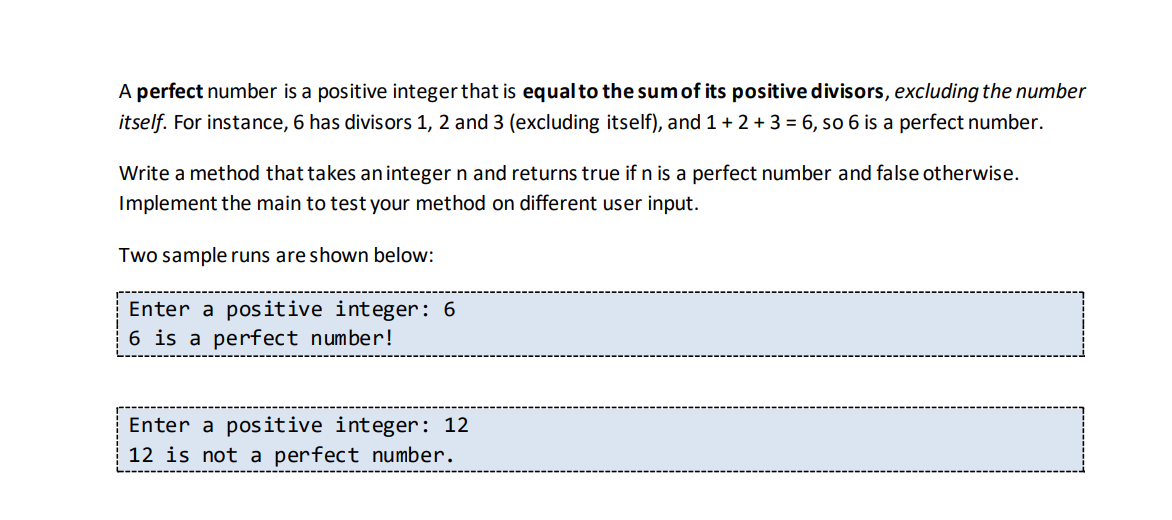 Solved A perfect number is a positive integer that is equal | Chegg.com