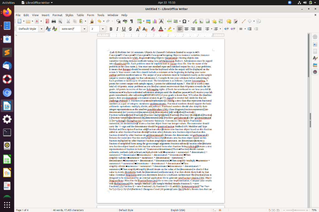 Activities LibreOffice Writer - Apr 22 15:33 . i . | Chegg.com