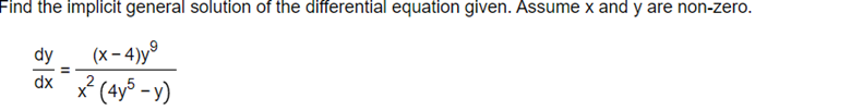 Solved Find the implicit general solution of the | Chegg.com