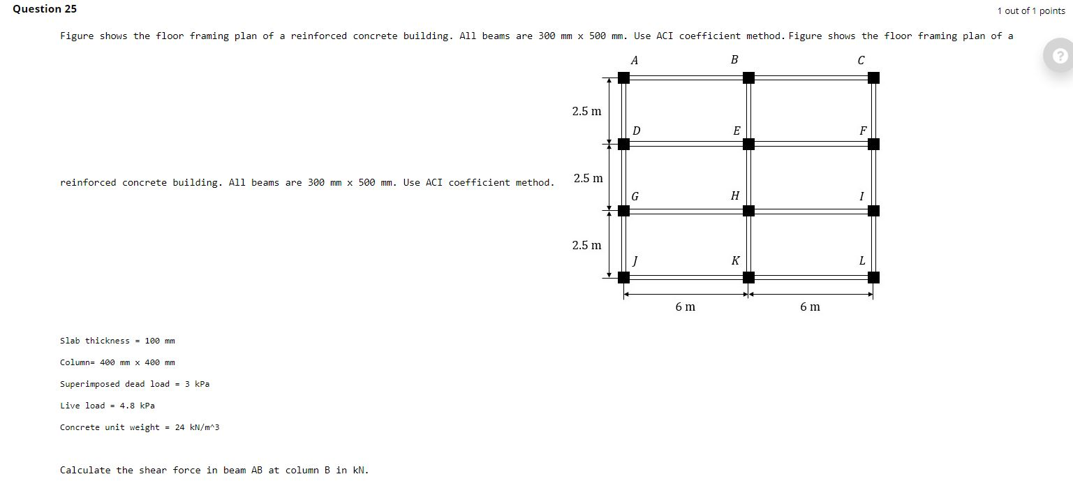 Solved Question 25 1 out of 1 points Figure shows the floor | Chegg.com