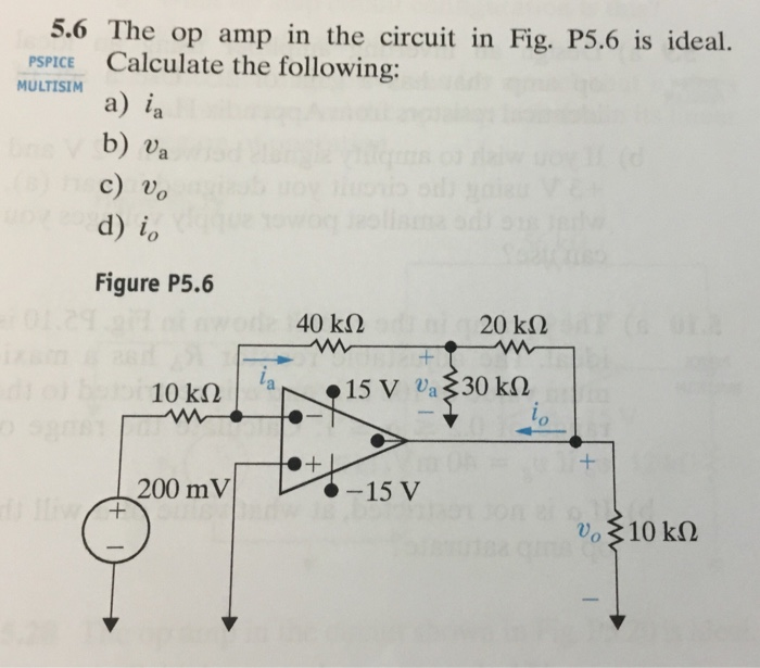 Solved 5.6 The op amp in the circuit in Fig. P5.6 is ideal. | Chegg.com