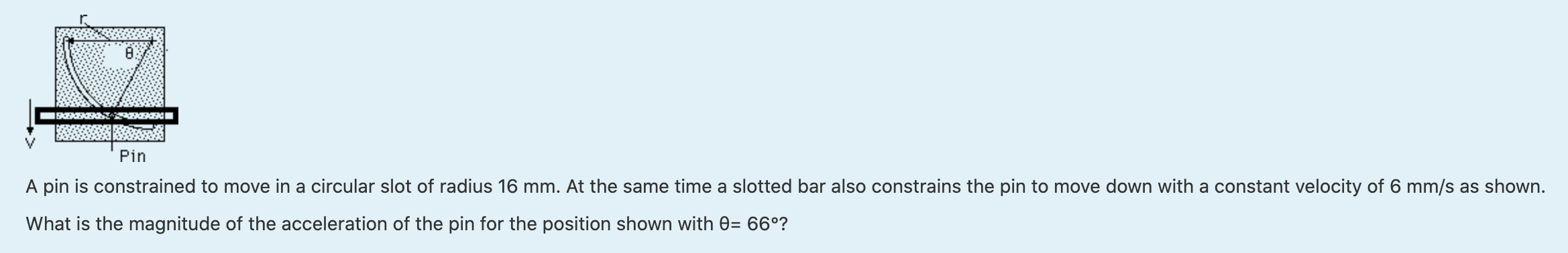 Solved A pin is constrained to move in a circular slot of | Chegg.com