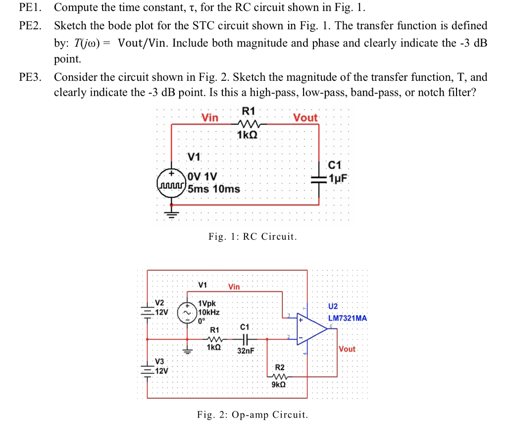 Solved PE1. Compute the time constant, τ, for the RC | Chegg.com