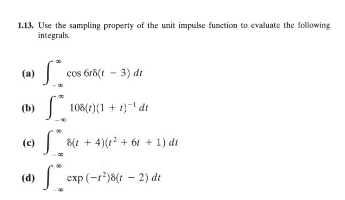 Solved 1.13. Use the sampling property of the unit impulse | Chegg.com