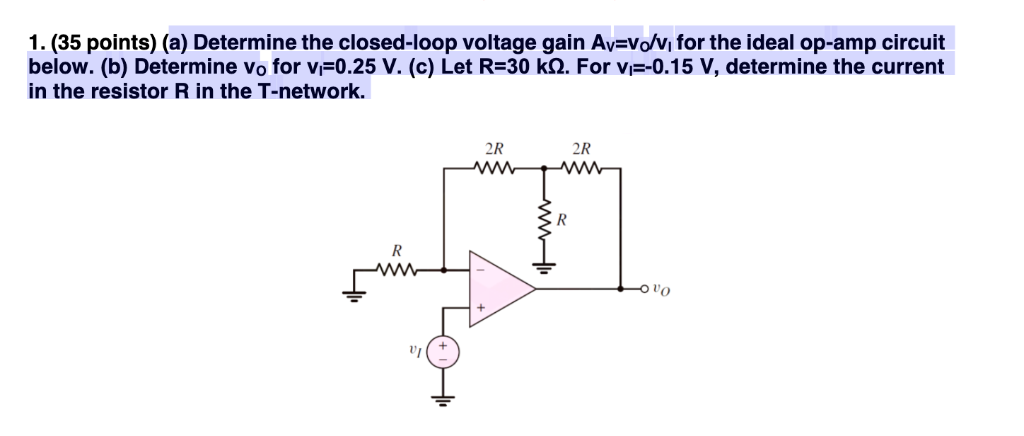 Solved a) Determine the closed-loop voltage gain AV=vO /vI | Chegg.com Solved a) Determine the closed-loop voltage gain AV=vO /vI | Chegg.com