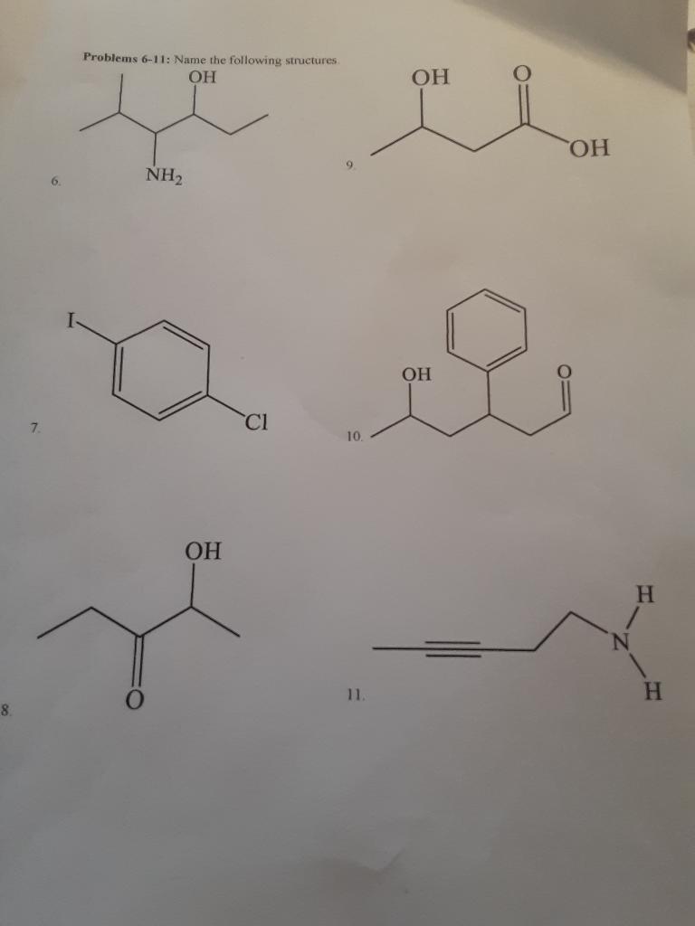 Solved Problems 6-11: Name the following structures ОН ОН ОН | Chegg.com