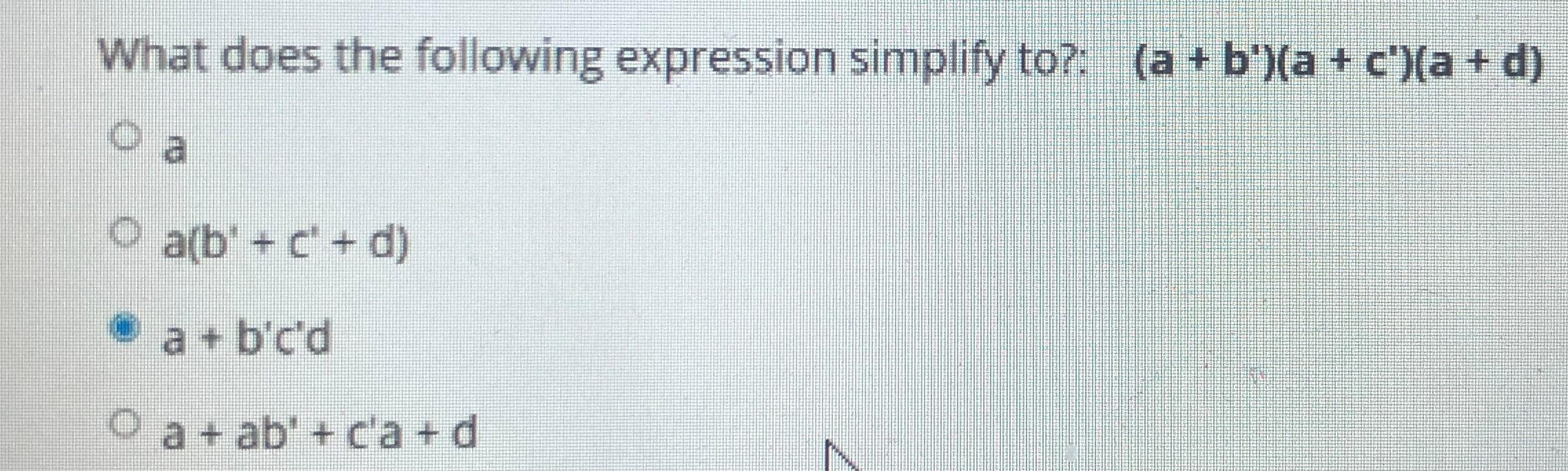 Solved Question 4 Simplify the following using De Morgan's | Chegg.com