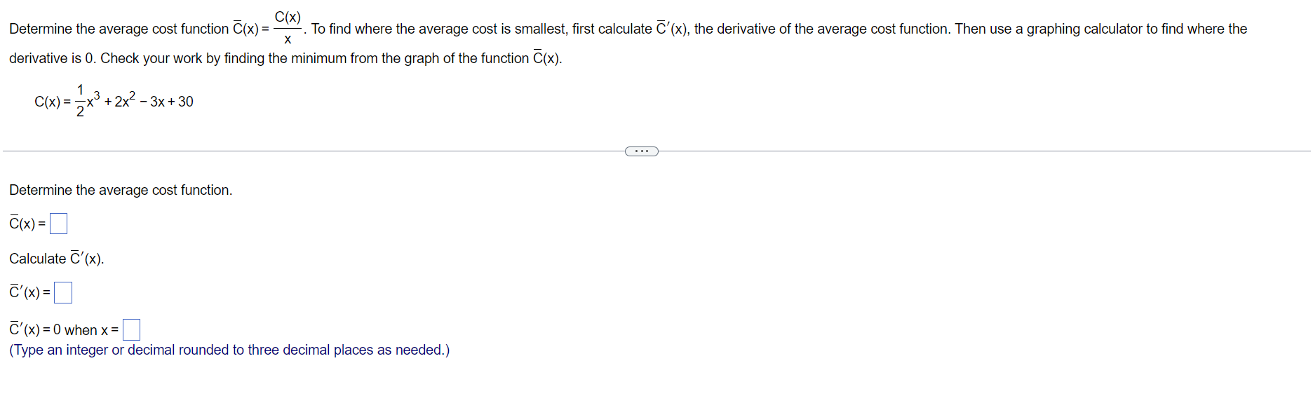 Solved X C(x) Determine the average cost function 7(x) = To | Chegg.com
