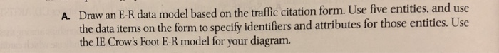 Solved Draw an E-R data model based on the traffic citation | Chegg.com
