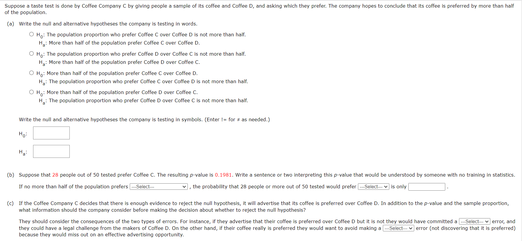 Solved \[\begin{array}{l}\mathrm{H}_{0}: | Chegg.com
