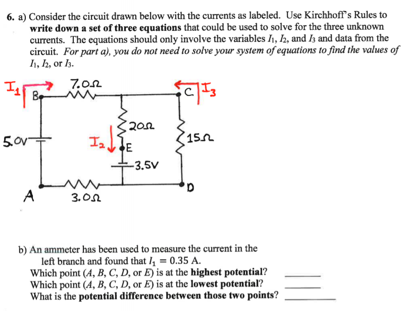 Solved 6. a) Consider the circuit drawn below with the | Chegg.com