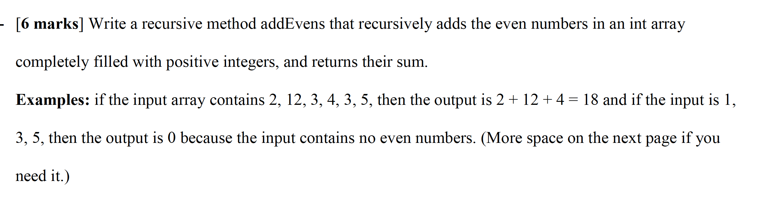 Solved arks] Write a recursive method addEvens that | Chegg.com
