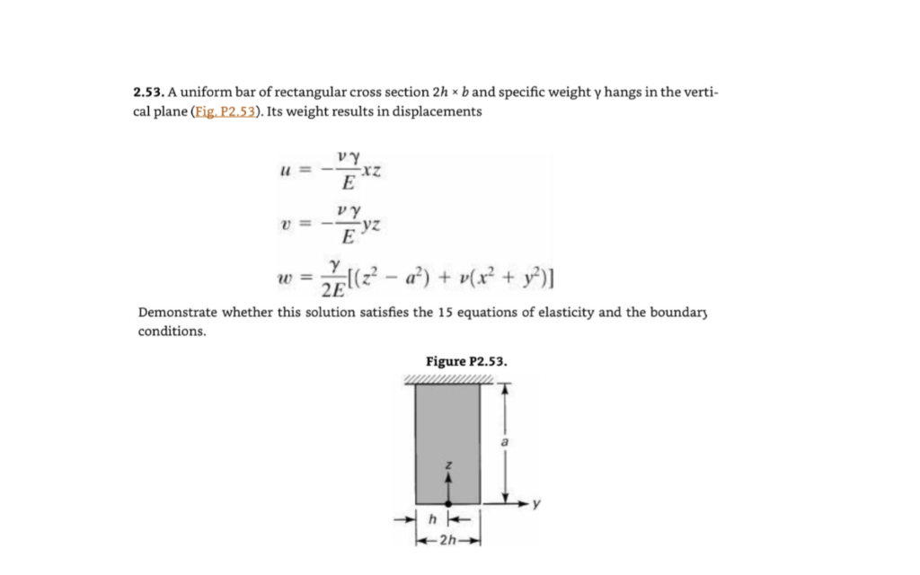Solved 2.53. A uniform bar of rectangular cross section 2h | Chegg.com