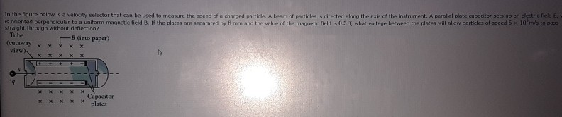 Solved In the figure below is a velocity selector that can | Chegg.com