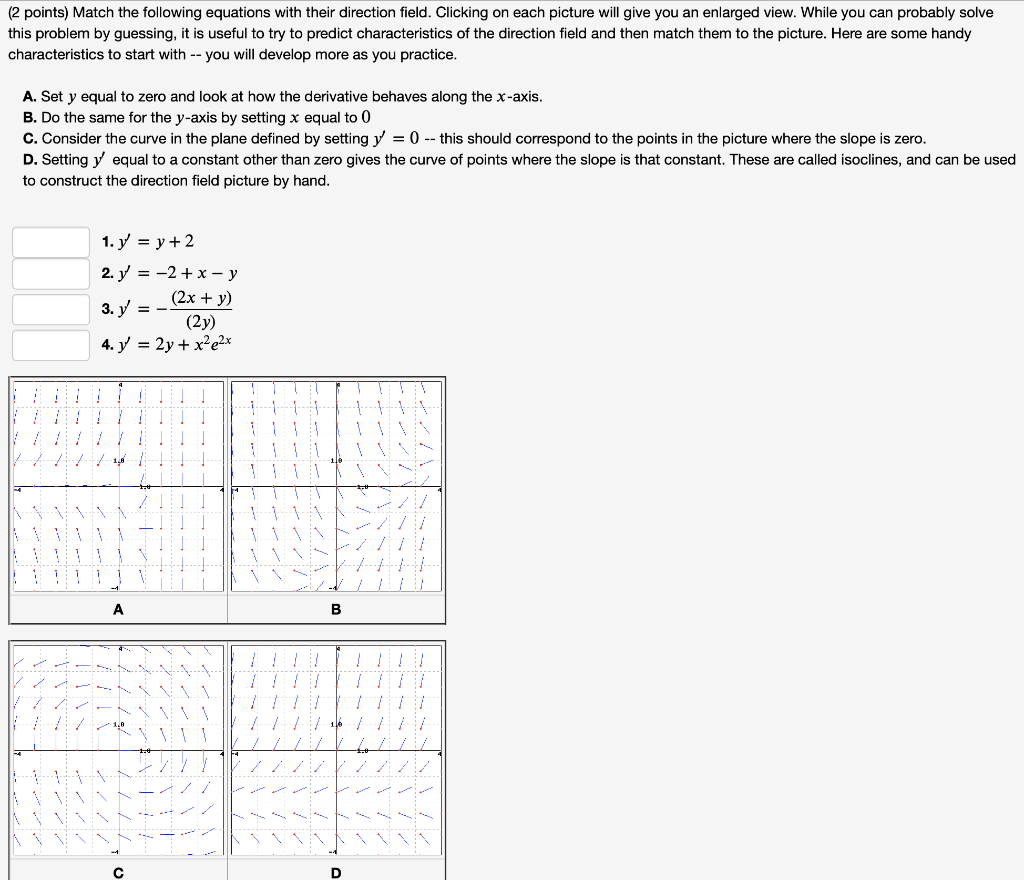 Solved (2 points) Match the following equations with their | Chegg.com