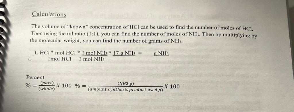 Solved Project Experiment 3 : Analysis of the % NHz in a | Chegg.com
