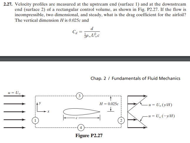 Solved 2.27. Velocity profiles are measured at the upstream | Chegg.com