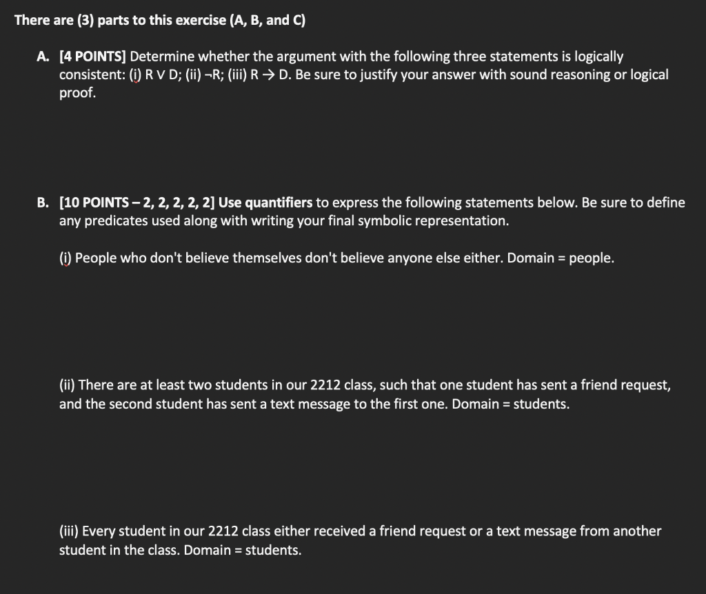 Solved ere are (3) parts to this exercise (A, B, and C) A. | Chegg.com