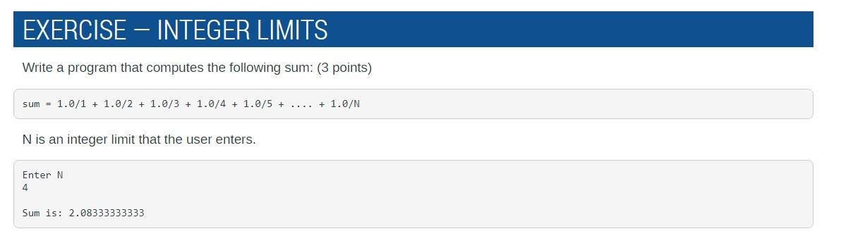 Exercise Integer Limits Write A Program That 