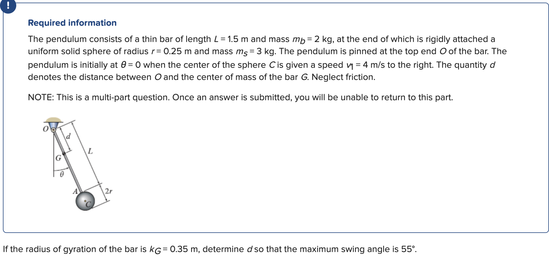 Solved Required information The pendulum consists of a thin | Chegg.com