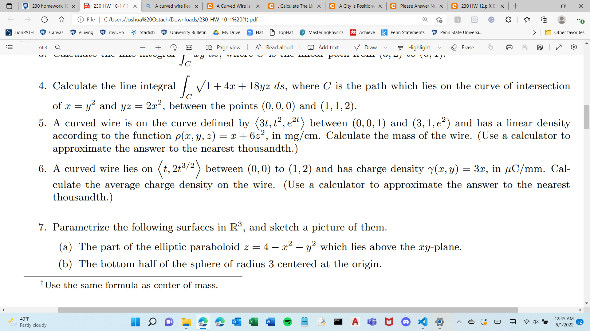 Solved = 230 homework 10 X PDF 230_HW_10-1 (1). X QA curved | Chegg.com