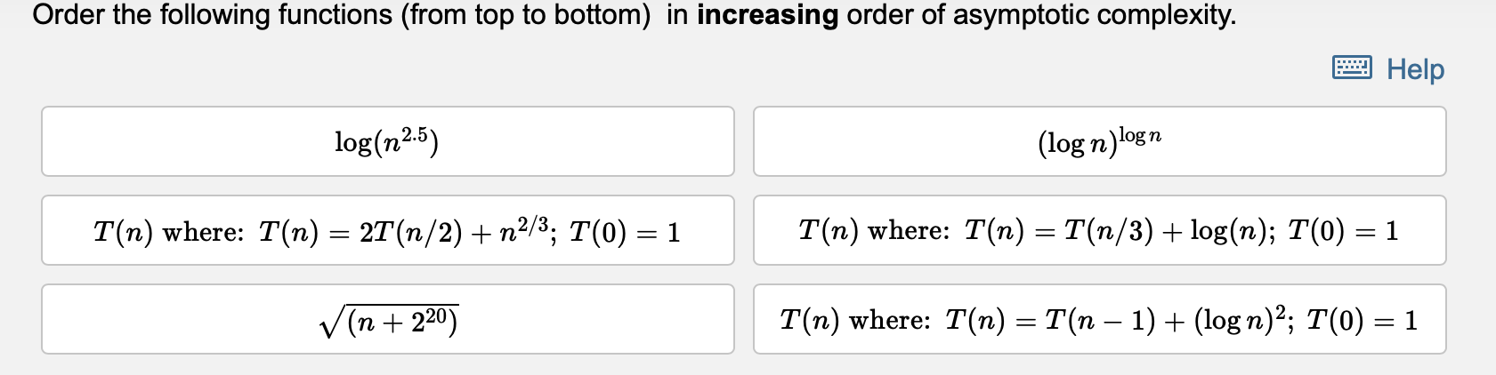 Solved Order the following functions (from top to bottom) in | Chegg.com