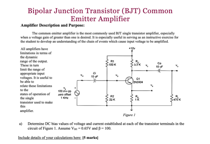 Solved Bipolar Junction Transistor (BJT) Common Emitter | Chegg.com