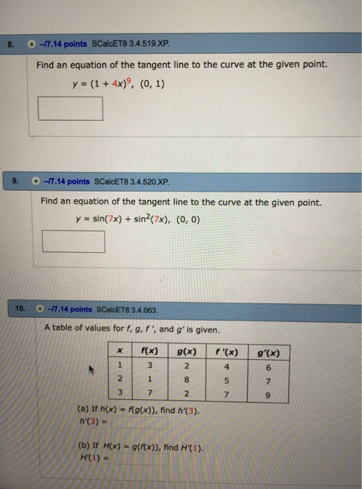 Solved 8.。-7.14 points scalcET8 3.4.51 9.XP Find an equation | Chegg.com