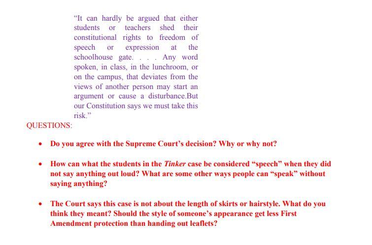 Solved Freedom of Speech - A Case Study CASE STUDY 1: Free | Chegg.com