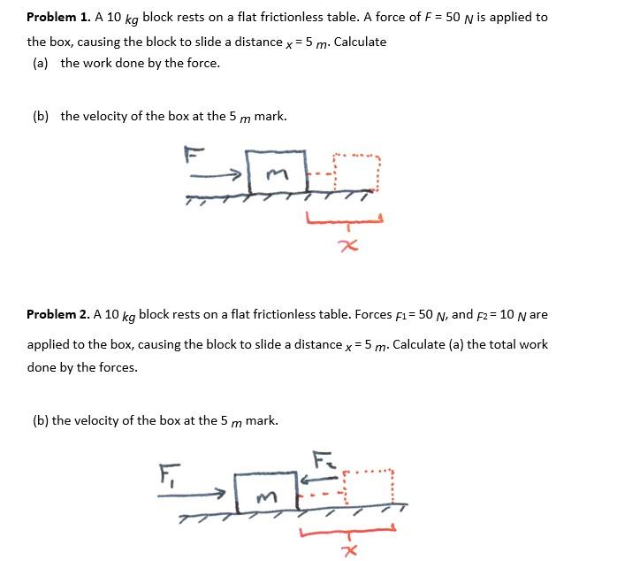 Solved Problem 1. A 10 kg block rests on a flat frictionless | Chegg.com