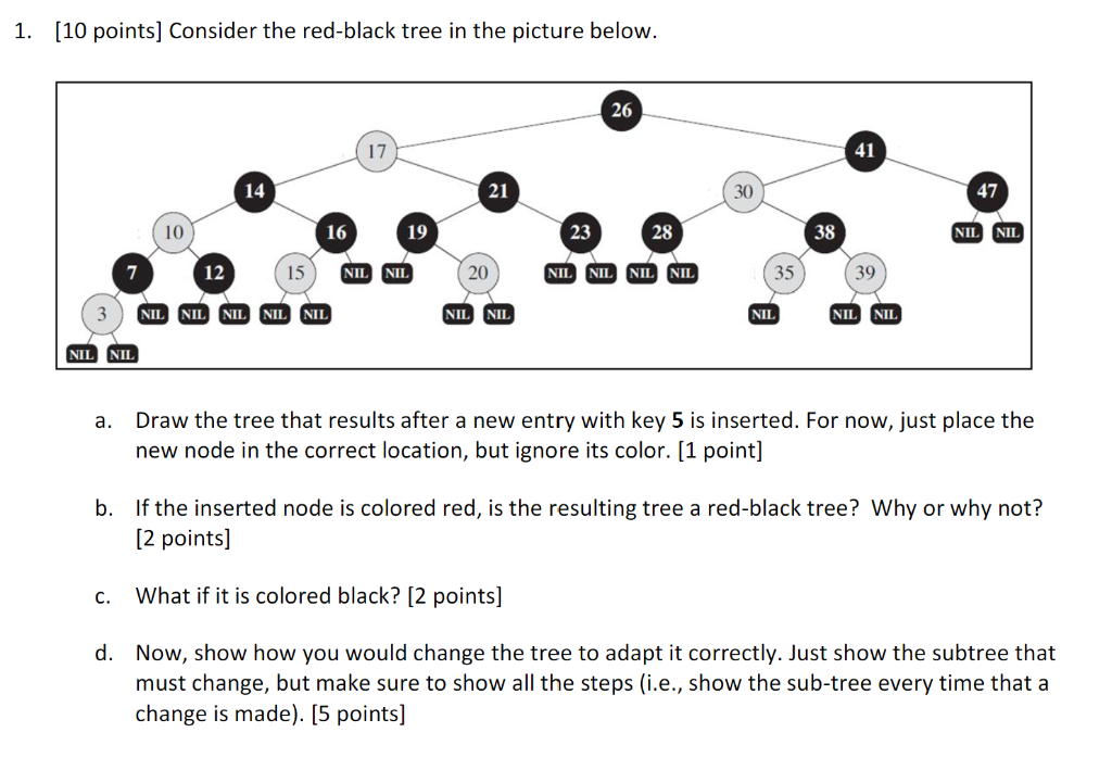 1 10 Points Consider The Red black Tree In The Chegg