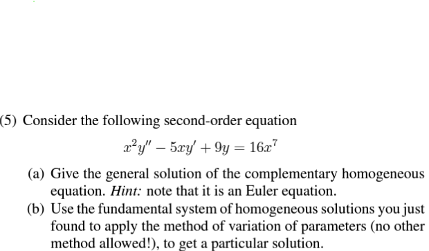 Solved 5) Consider the following second-order equation | Chegg.com Solved 5) Consider the following second-order equation | Chegg.com