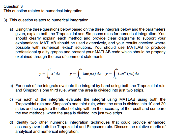 Question 3 This question relates to numerical | Chegg.com