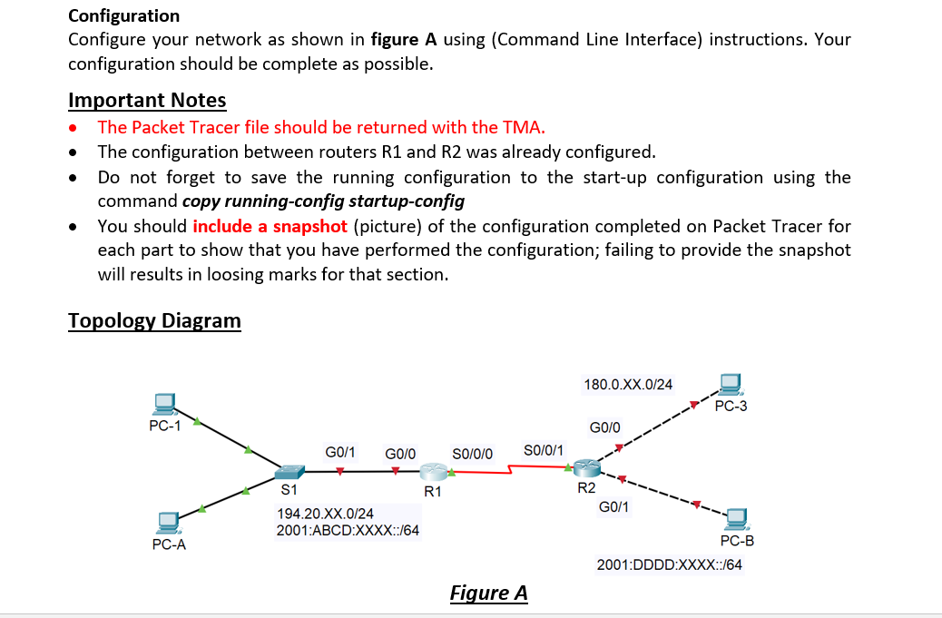 Configuration Configure your network as shown in | Chegg.com
