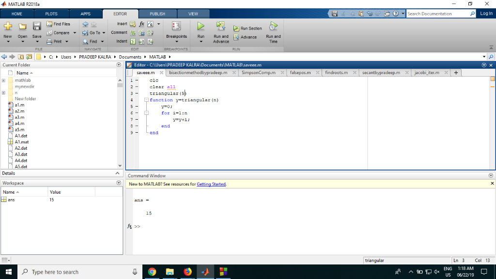 (Solved) - MATLAB Section 2: Triangular numbers A triangular number is ...