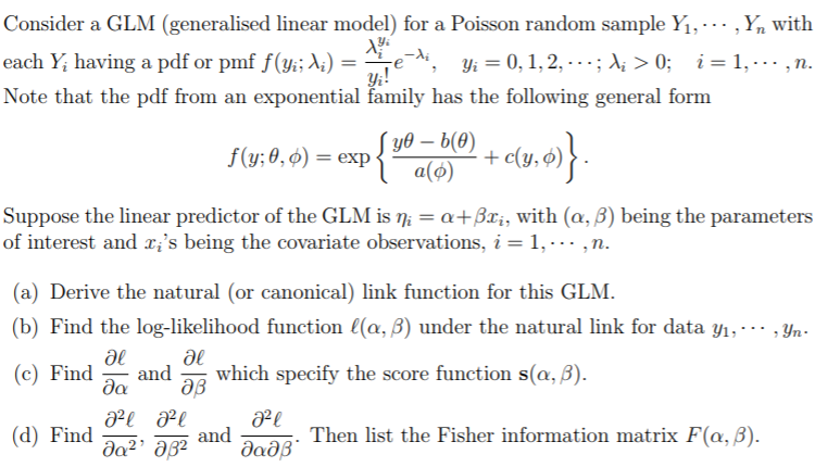 Solved Consider a GLM (generalised linear model) for a | Chegg.com