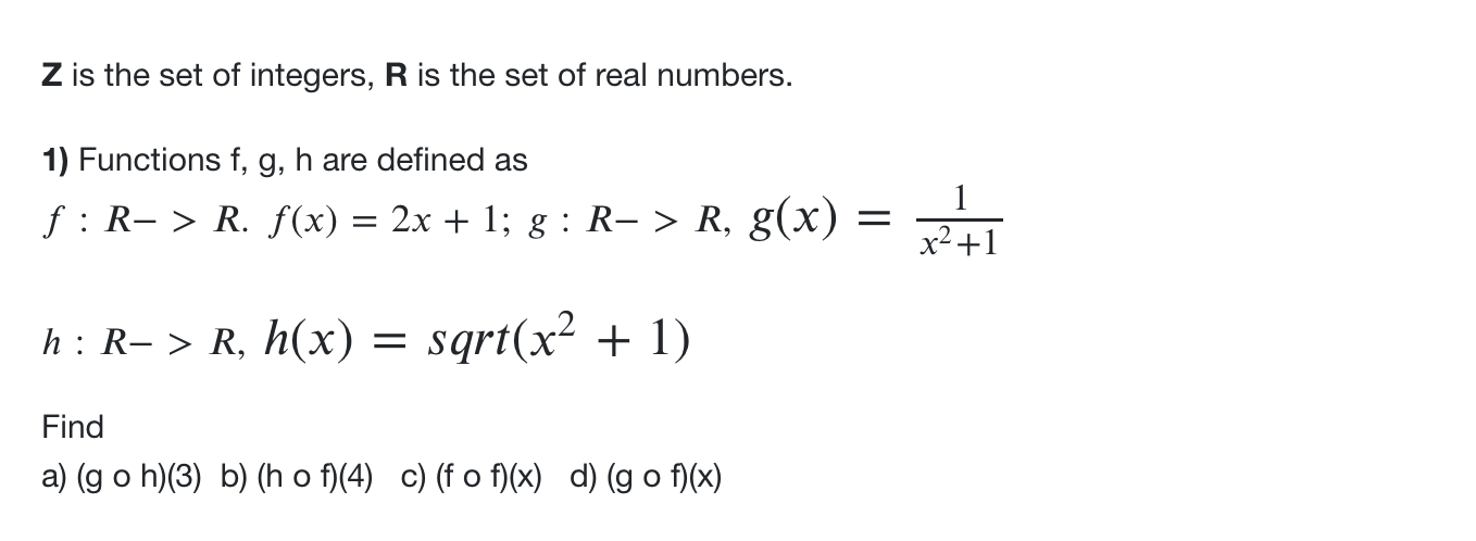 Solved Z is the set of integers, R is the set of real | Chegg.com